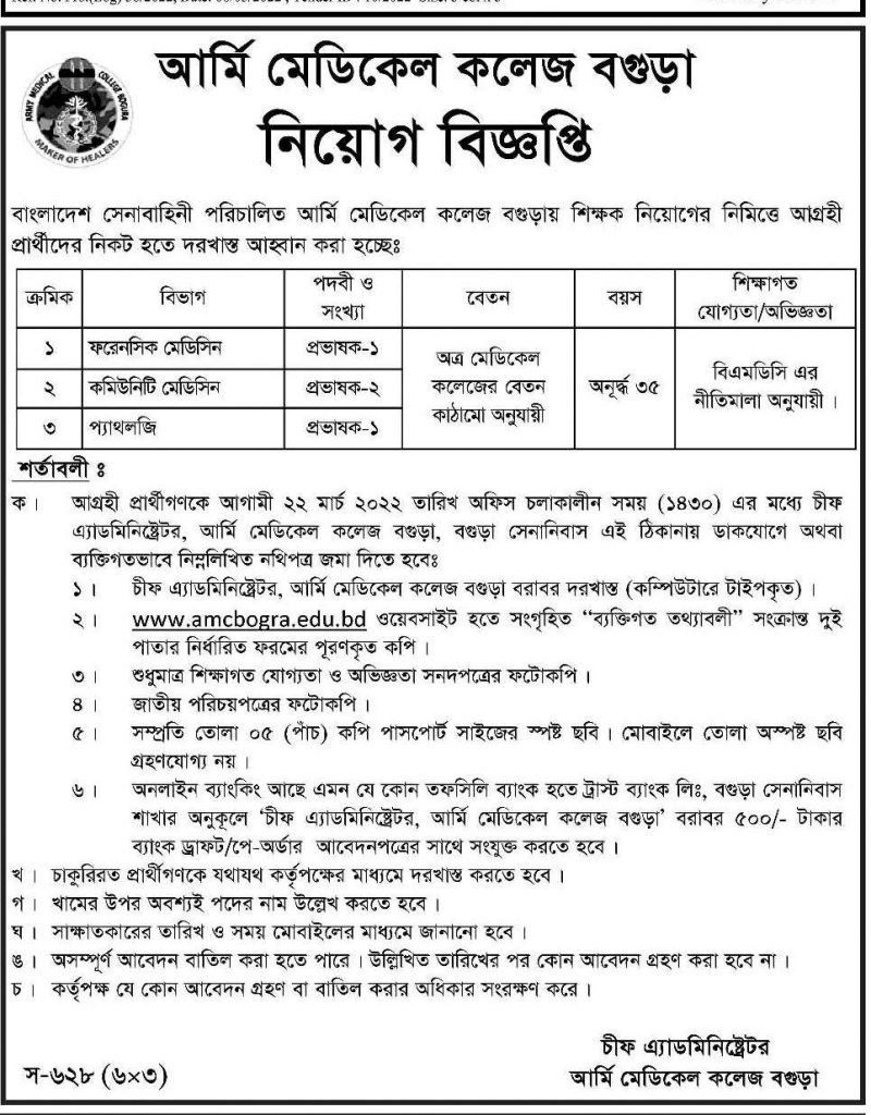 Army Medical College Job Circular 2022 | Jobs Circulars BD